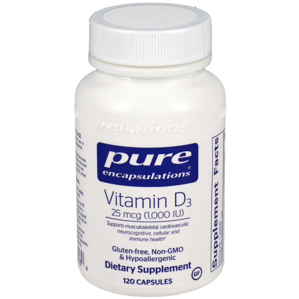 Pure Encapsulations Vitamin D3 25mcg (1,000IU) – Harvest Drug & Gift